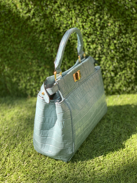 Bolso Cindy Piel Coco Celeste – Imperio Clandestino