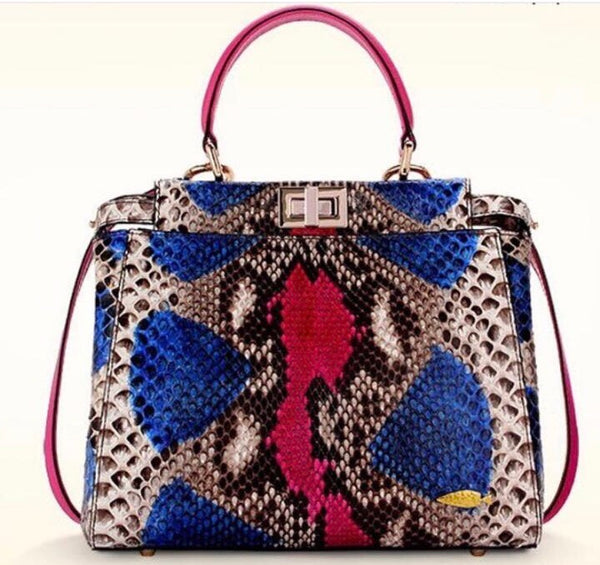 Bolso Cindy Pitón Rojo , Natural y Azul – Imperio Clandestino